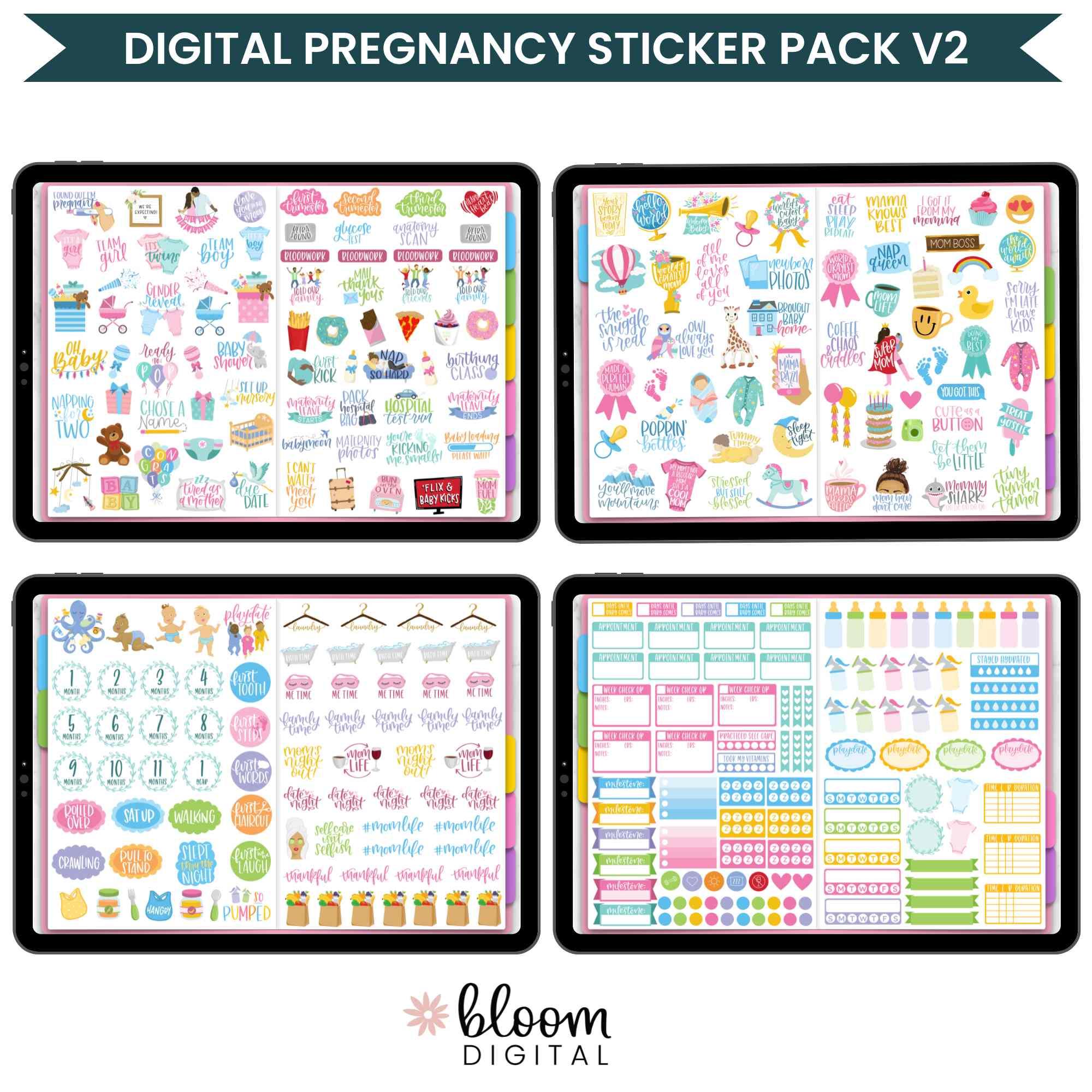 Digital Pregnancy Stickers V2 for Digital Planning in GoodNotes - bloom ...