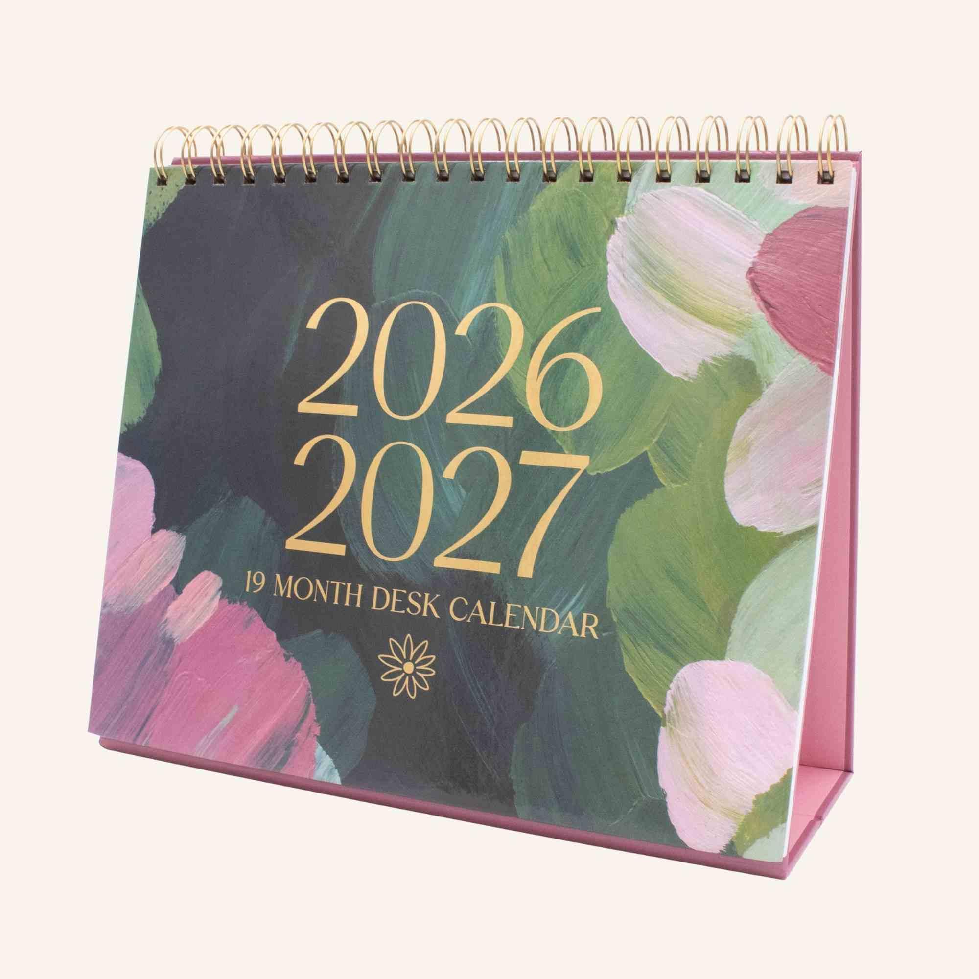 2026-2027 19 Month Standing Flip Desk Calendar, 8" x 10", Paint Stroke ...