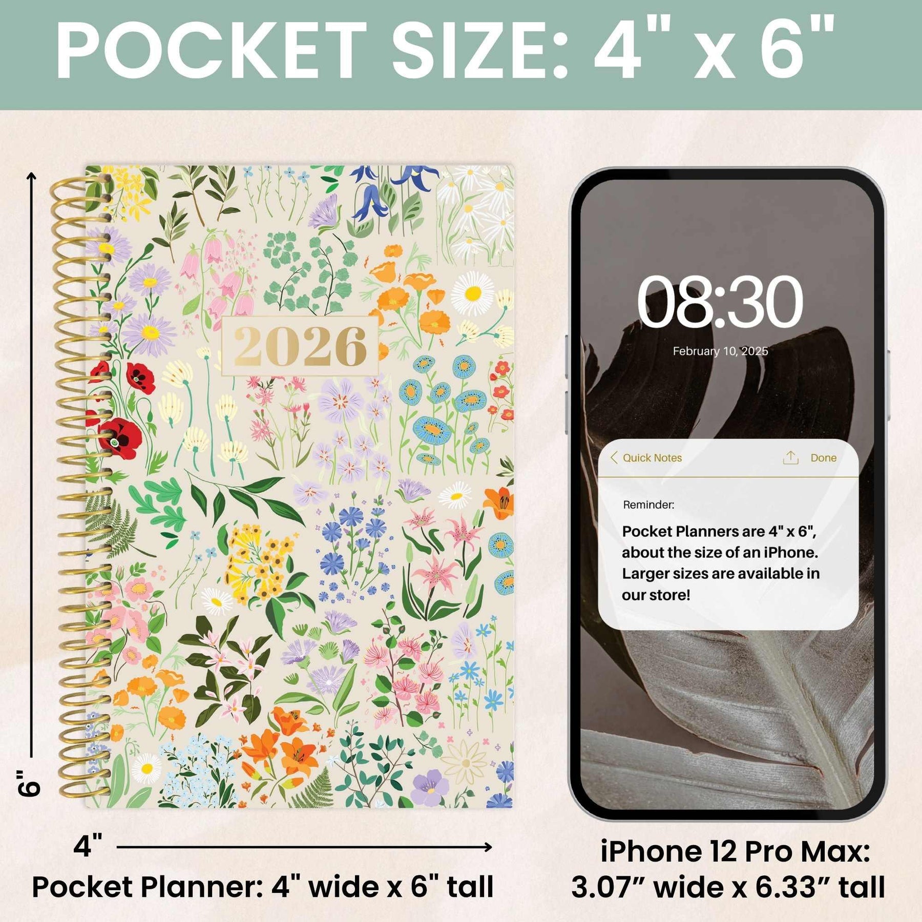 Bloom 2026 Pocket Planner 4 x 6 – Portable Monthly & Weekly Organizer ...