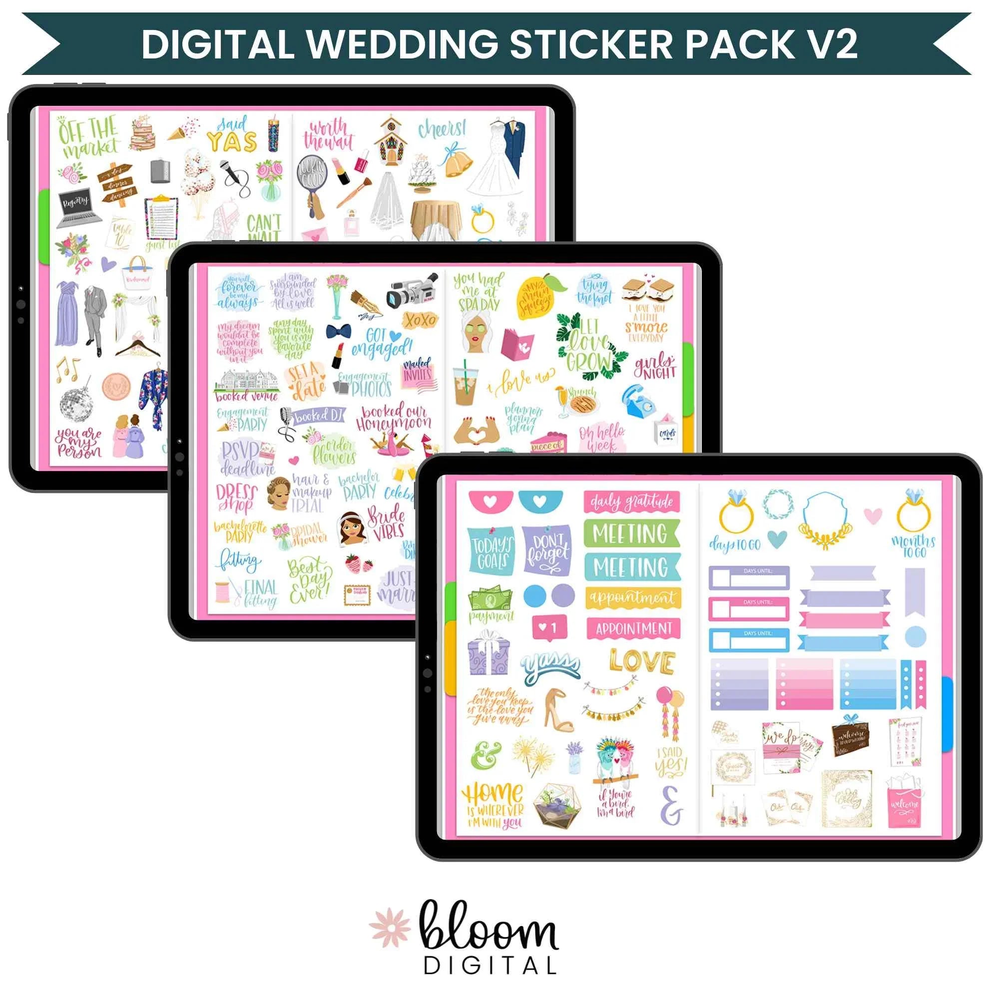 Digital Wedding Stickers V2 for Digital Planning in GoodNotes - bloom ...