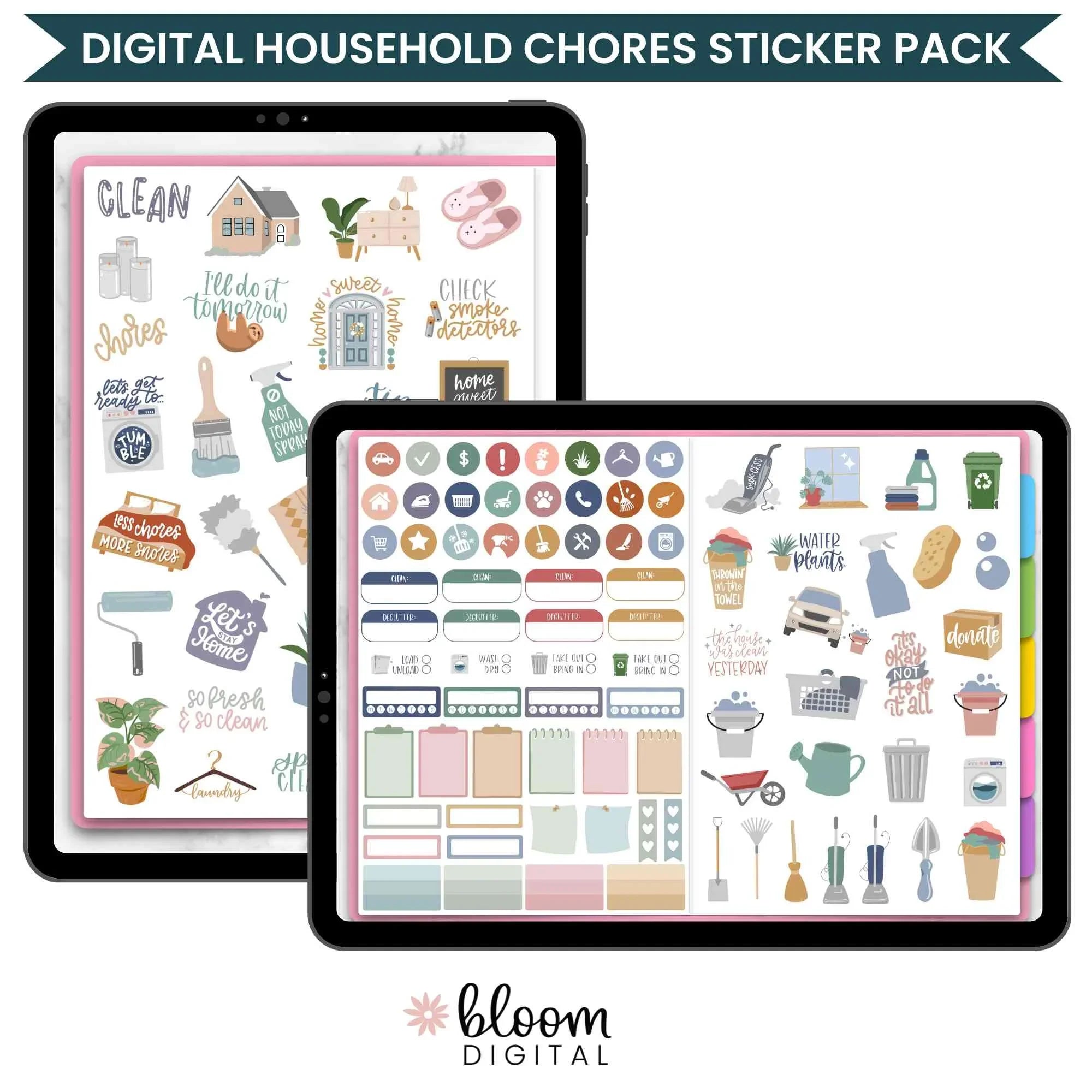 Digital Household Chores Stickers for Digital Planning in GoodNotes ...