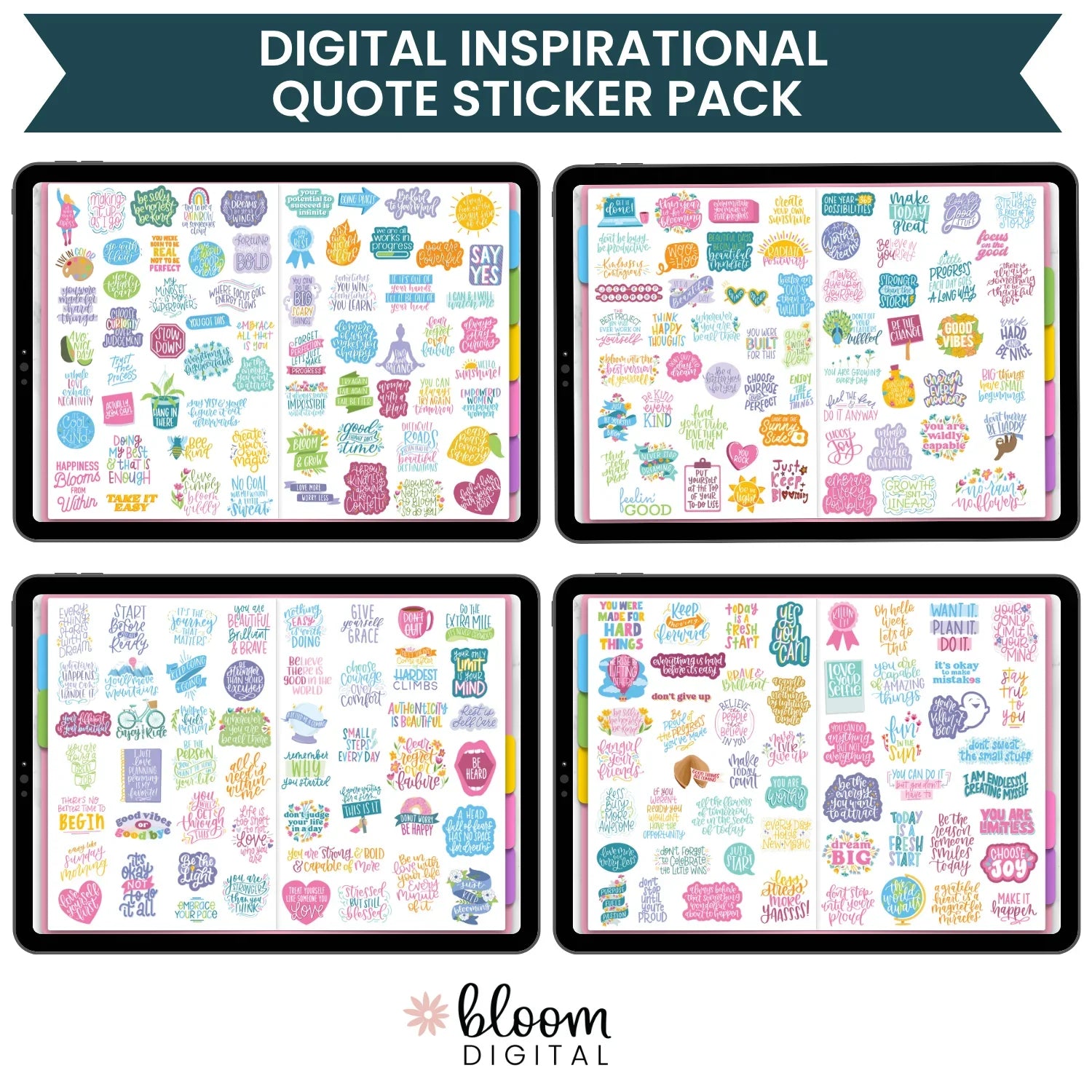 Digital Inspirational Quote Stickers for Digital Planning in GoodNotes ...