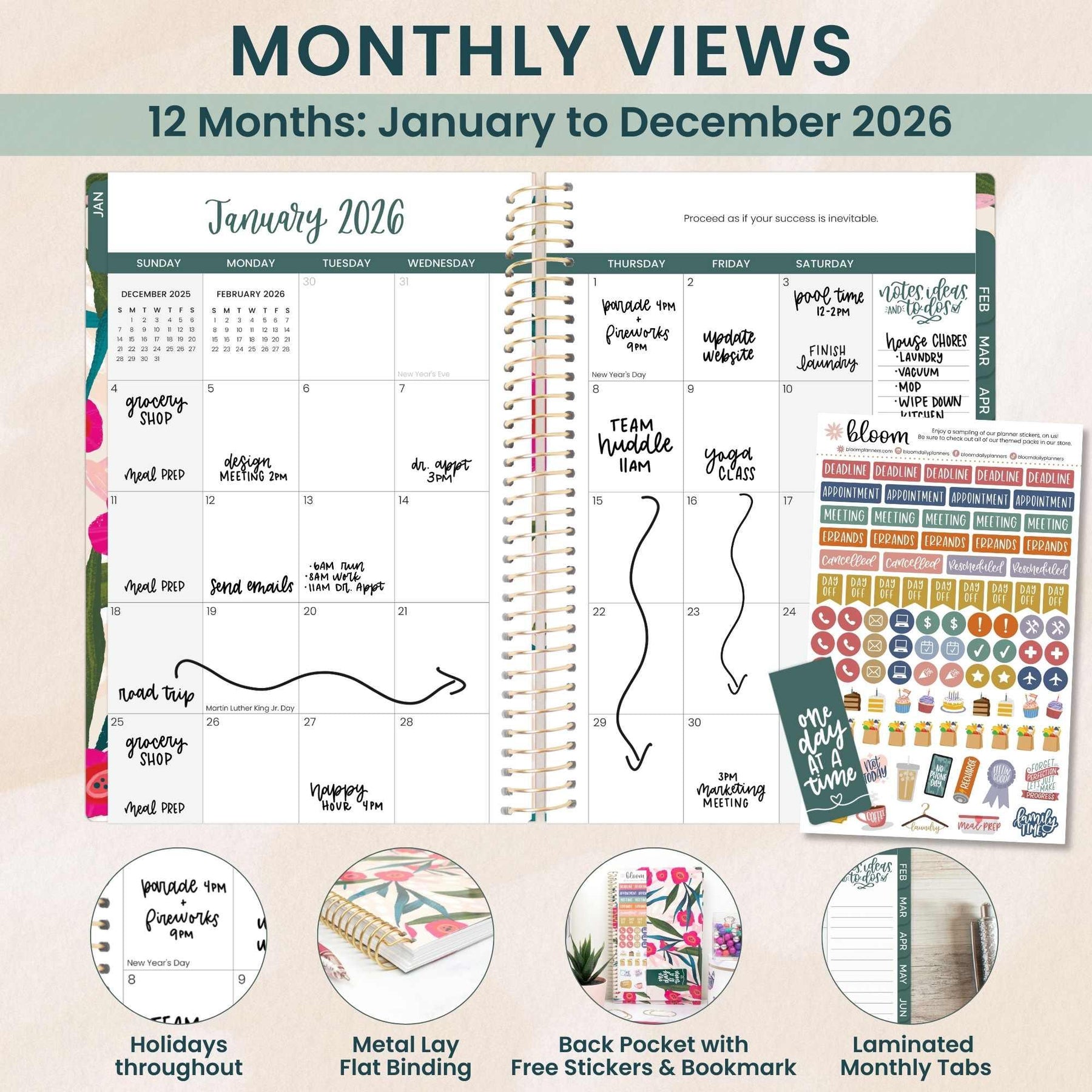 Bloom 2026 Soft-Cover Planner 5.5" x 8.25″ Best-Selling Classic Layout ...