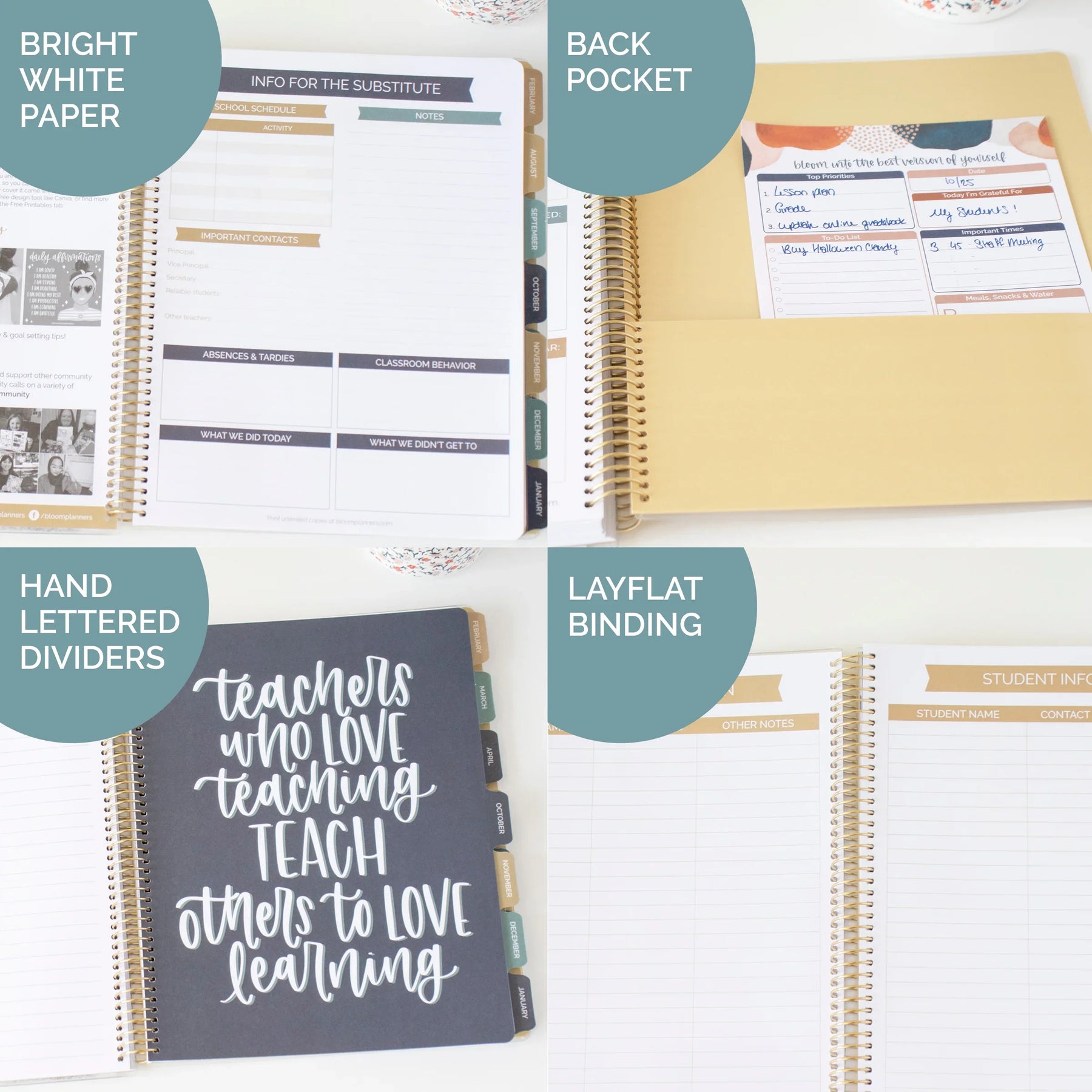 Undated Teacher Planner & Calendar, Interchangeable Cover – bloom daily ...