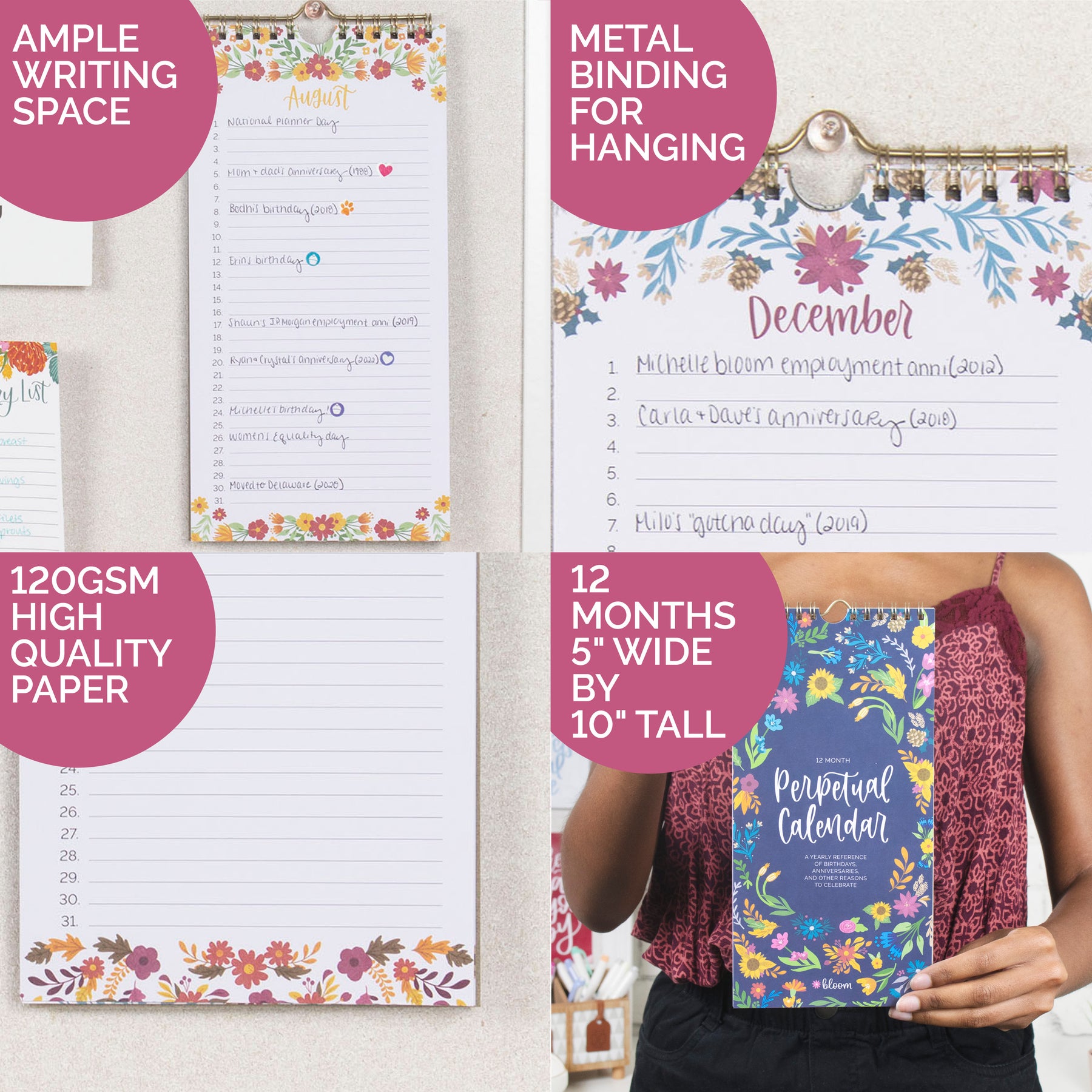 bloom's Perpetual Calendar, 5" x 10", Seasonal Florals – bloom daily ...