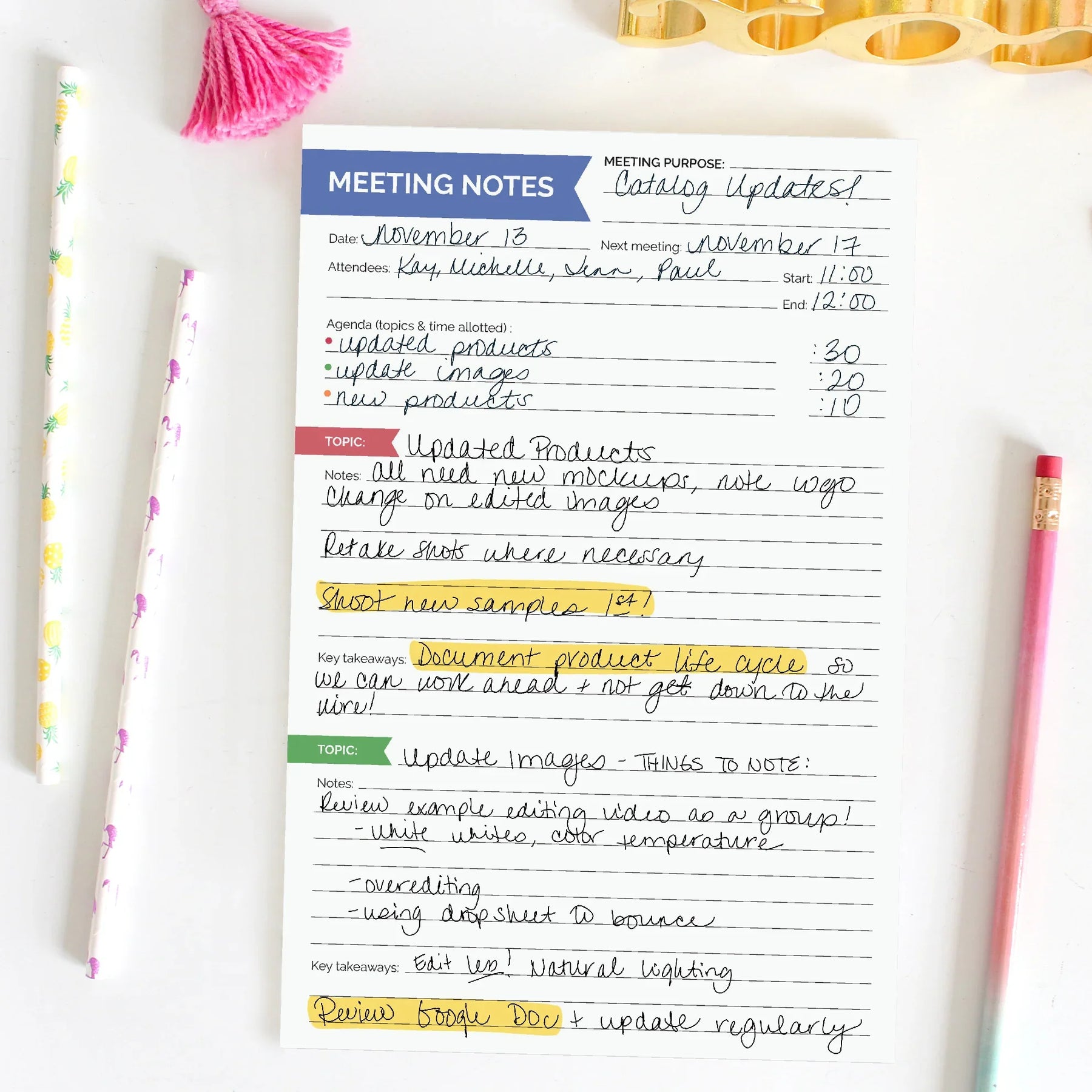 bloom's Meeting Notes Planning Pad, 8.5" x 11" – bloom daily planners