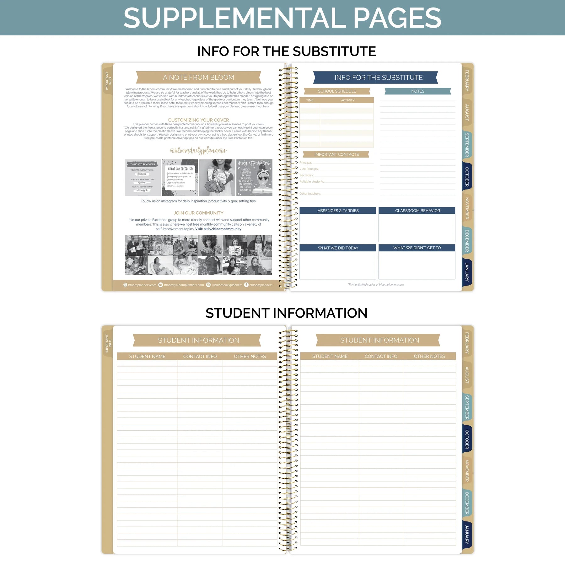 Undated Teacher Planner & Calendar, Interchangeable Cover – bloom daily ...