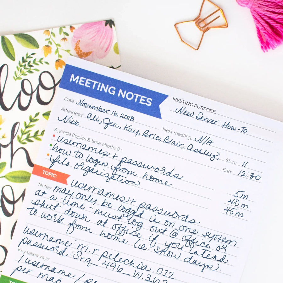 bloom's Meeting Notes Planning Pad, 8.5" x 11" – bloom daily planners