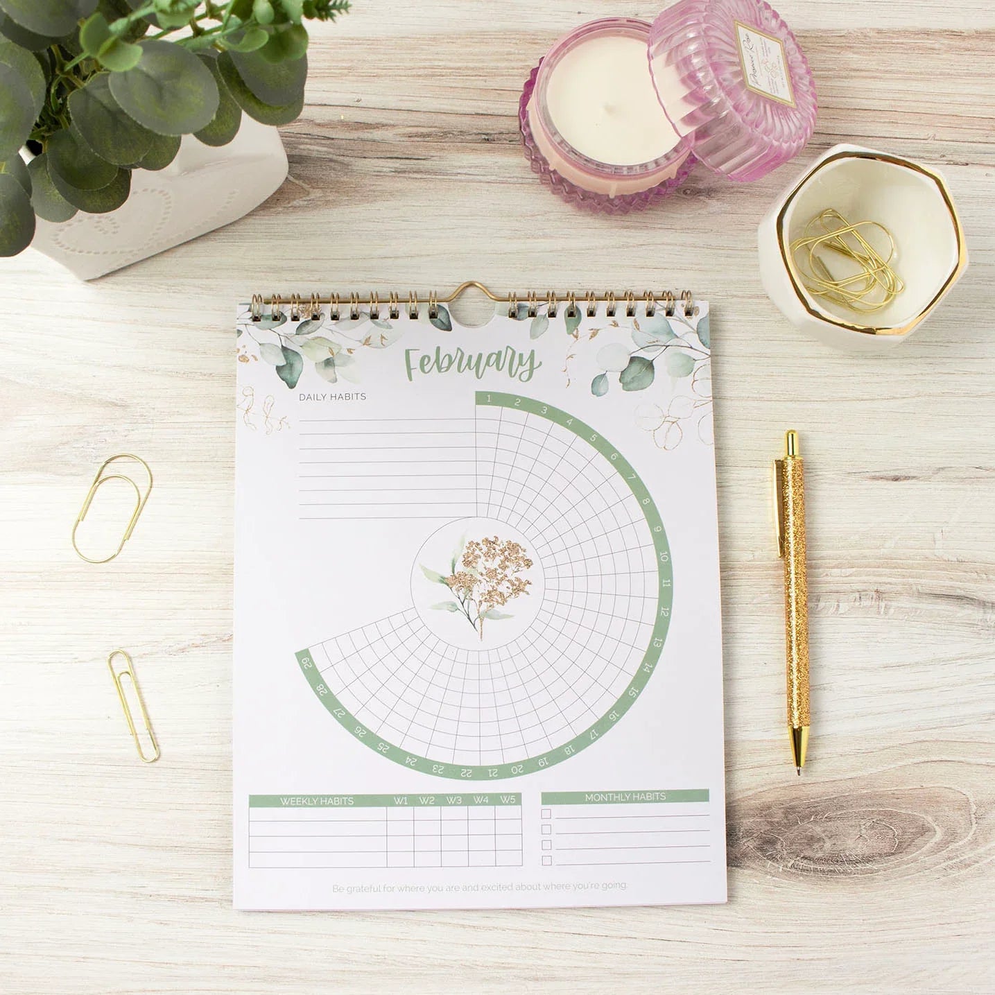 Habit Tracking Calendar, 8” x 10”, Greenery – bloom daily planners