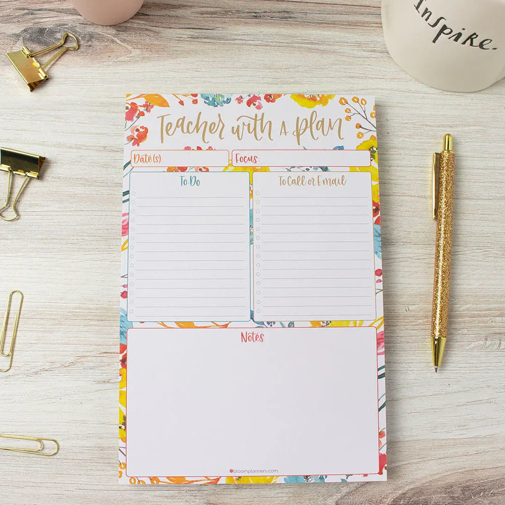 Planning Pad, 6" x 9", Teacher To-Do List, Happy Blooms – bloom daily ...