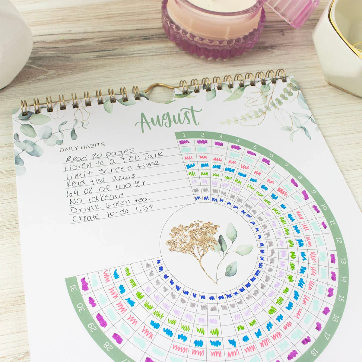 Habit Tracking Calendar, 8” x 10”, Greenery – bloom daily planners